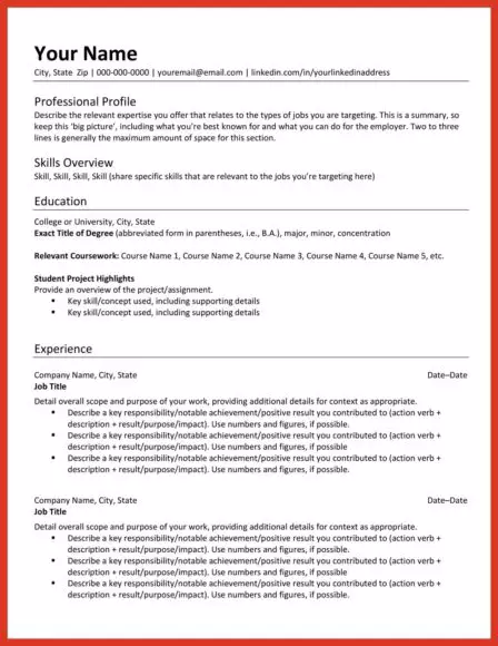 How to Write a College Graduate Resumé - Career Support | University of ...